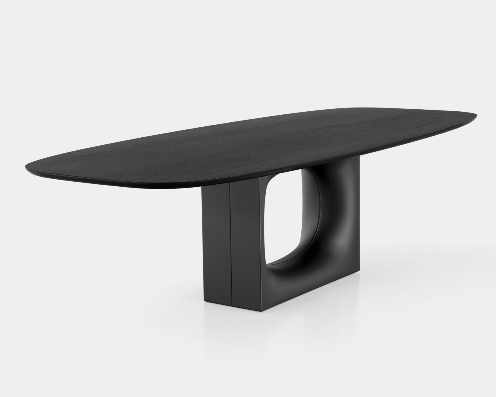 Holo — A table featuring an original base and an oval hole